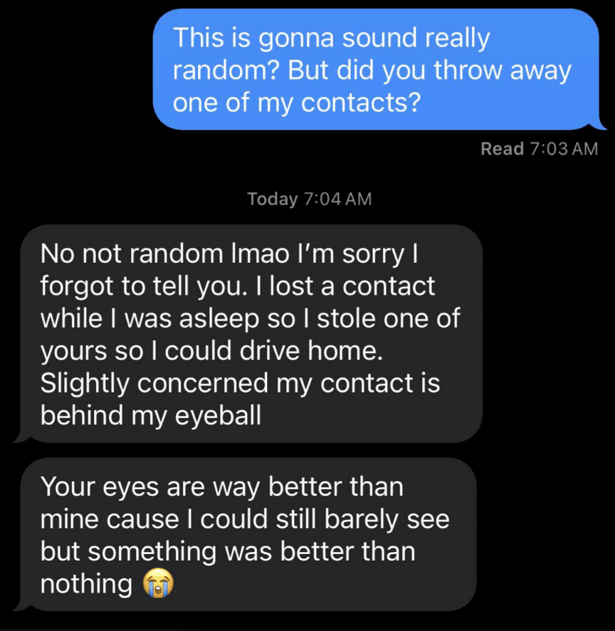 Woman Steals Redditor's Contact Lens To Drive: REDDIT